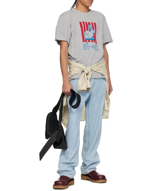 Bottega Veneta Crushed Printed Jersey T-shirt - Light Gray