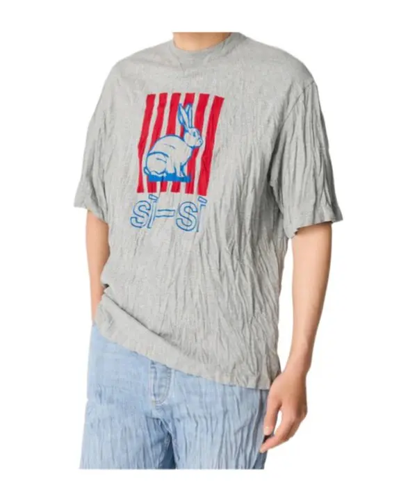 Bottega Veneta Crushed Printed Jersey T-shirt - Light Gray