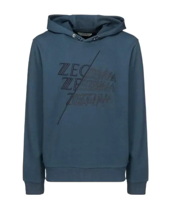 Zegna Embroidered Logo Cotton Hoodie