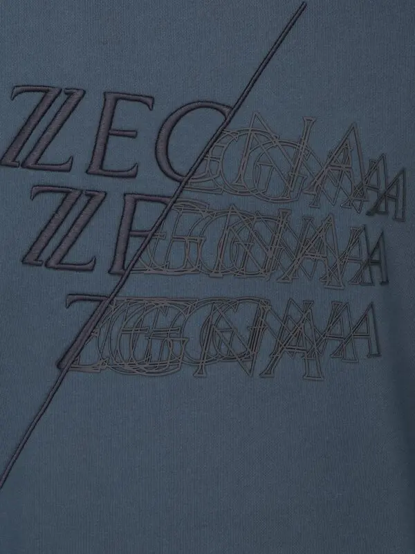 Zegna Embroidered Logo Cotton Hoodie