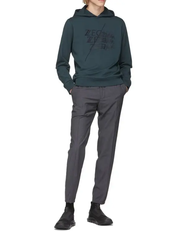 Zegna Embroidered Logo Cotton Hoodie