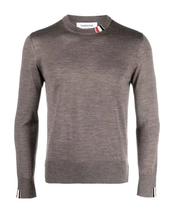 Thom Browne Rwb Stripe Detailed Crewneck Jumper - Brown
