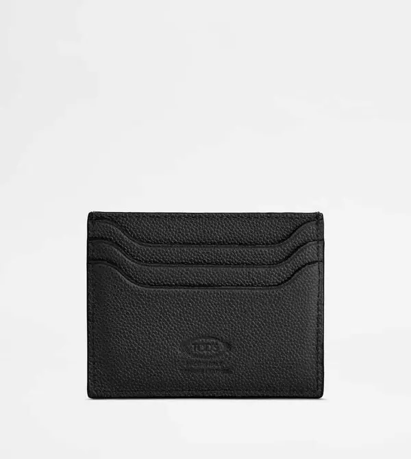 TOD'S Calf Leather Card Holder - Black