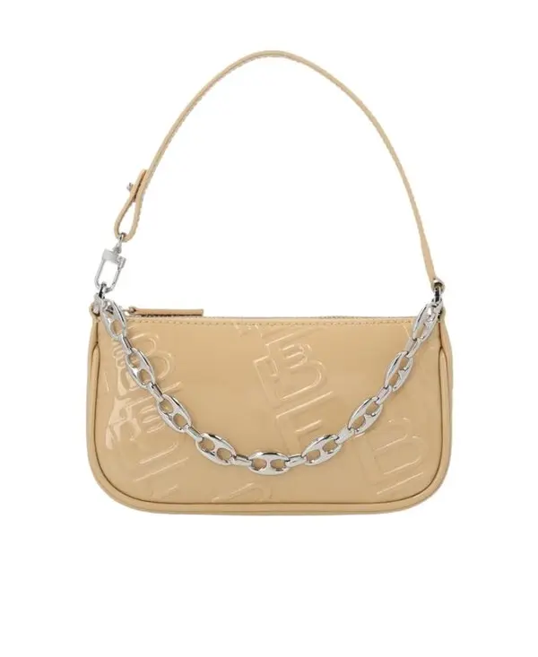 By Far Mini Rachel Logo Embossed Shoulder Bag - Nude