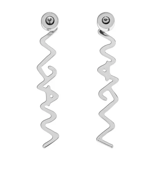 Marni Symbol Embellished Logo Plaque Drop Earrings - Gray