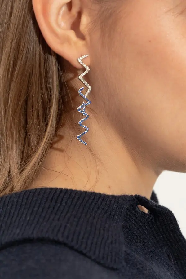 Marni Symbol Embellished Logo Plaque Drop Earrings - Gray