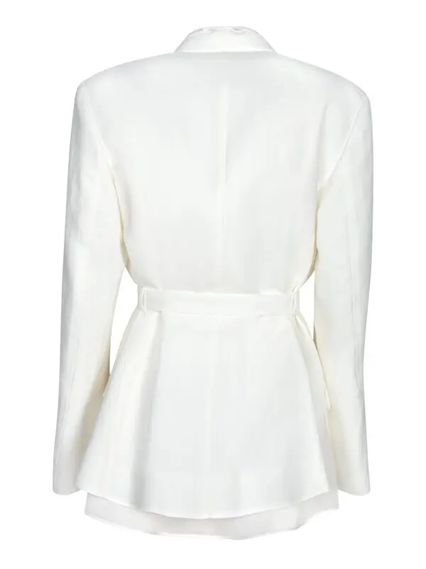 Brunello Cucinelli Belted Waist Jacket - White