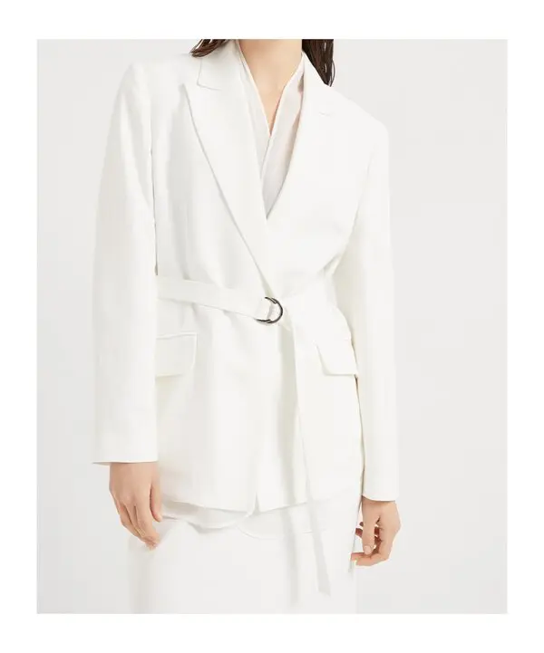 Brunello Cucinelli Belted Waist Jacket - White