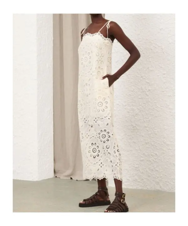 Zimmermann Rhiannon Scalloped Neckline Maxi Dress