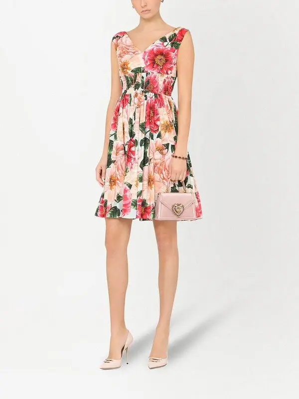 Dolce & Gabbana Sleeveless V-neck Floral Print Dress