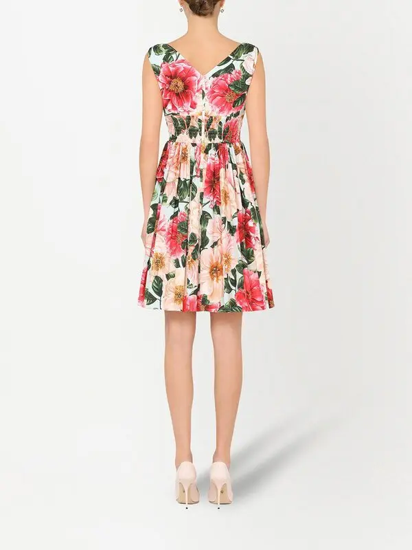 Dolce & Gabbana Sleeveless V-neck Floral Print Dress