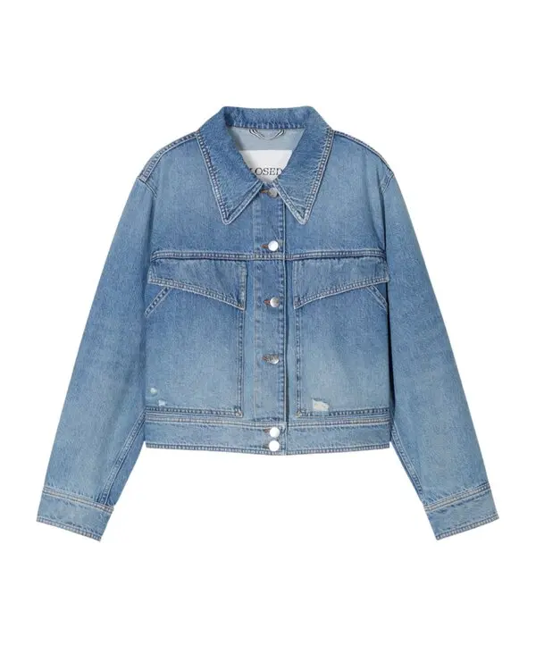 Closed Denim Trucker Jacket With Distressed Details