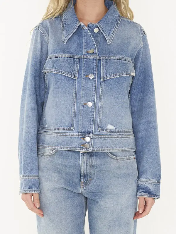 Closed Denim Trucker Jacket With Distressed Details