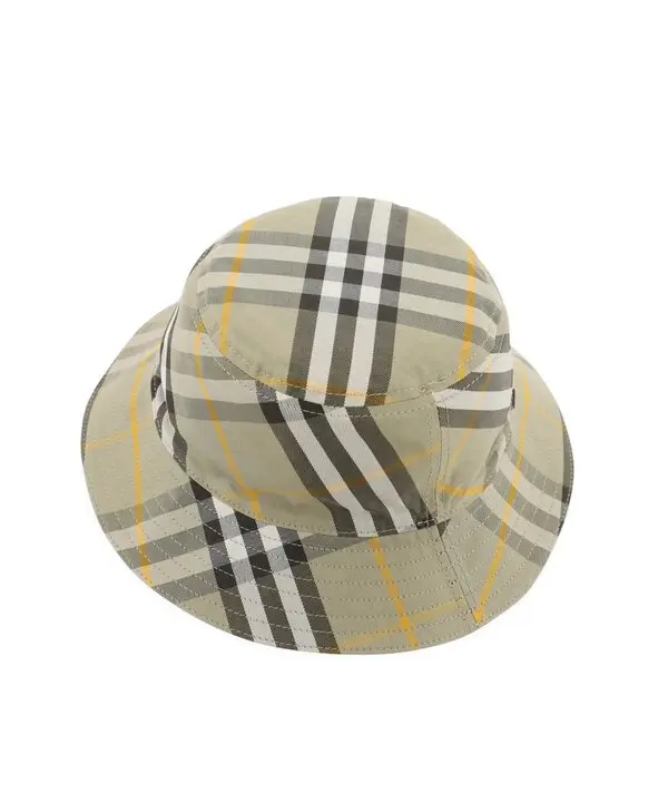 Burberry Logo Embroidered Checked Reversible Bucket Hat - Black