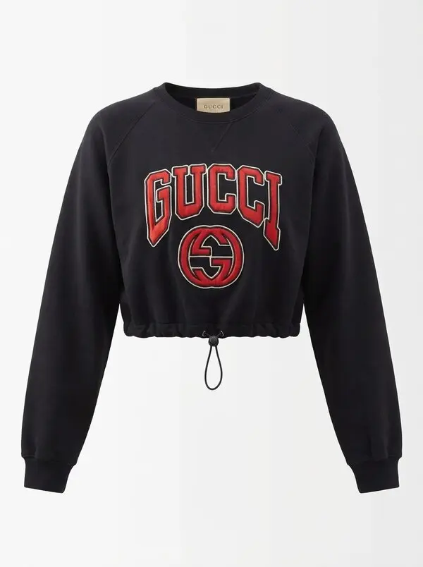 Gucci Cropped Logo Sweatshirt - Black