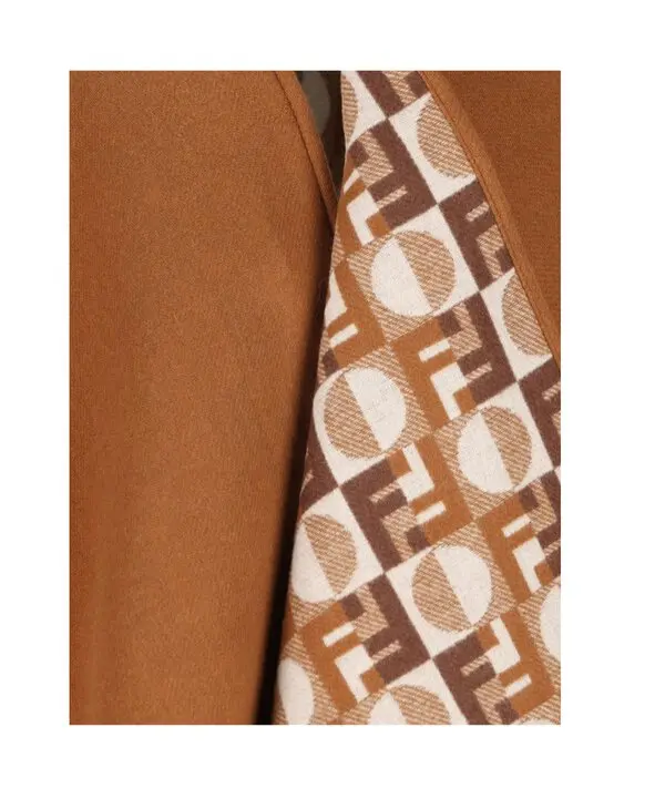 Fendi Ff Jacquard Fringed-edge Cape