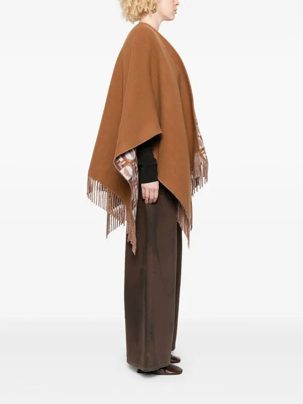Fendi Ff Jacquard Fringed-edge Cape