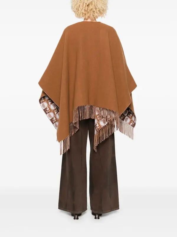 Fendi Ff Jacquard Fringed-edge Cape