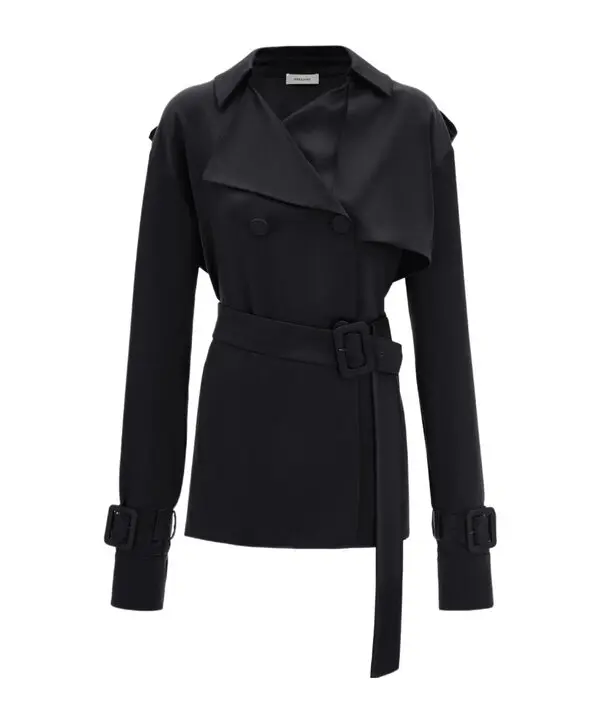 FERRAGAMO Double-breasted Belted Trench Coat - Black