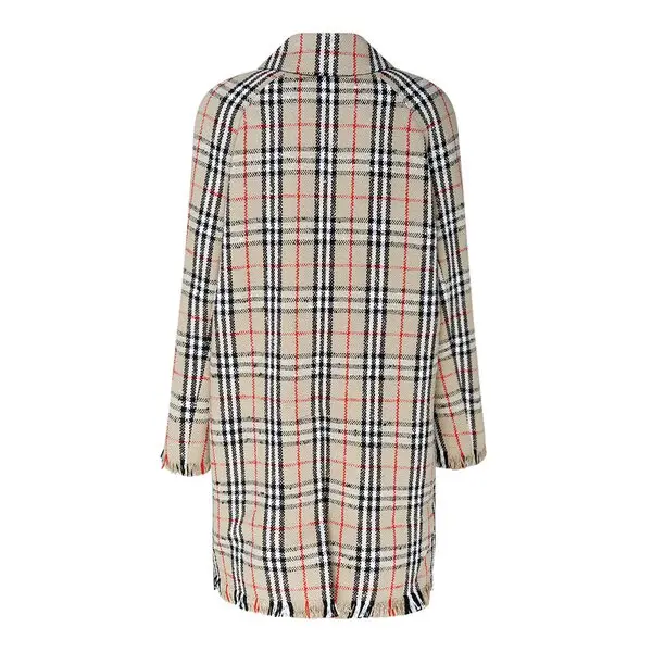 Burberry Checked Fringed-edge Buttoned Coat