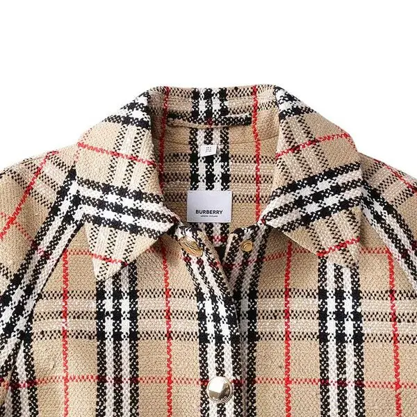Burberry Checked Fringed-edge Buttoned Coat