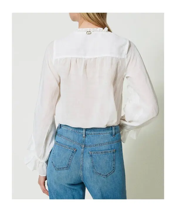 TWINSET Long-sleeved Shirt With Lotus Leaf Trim