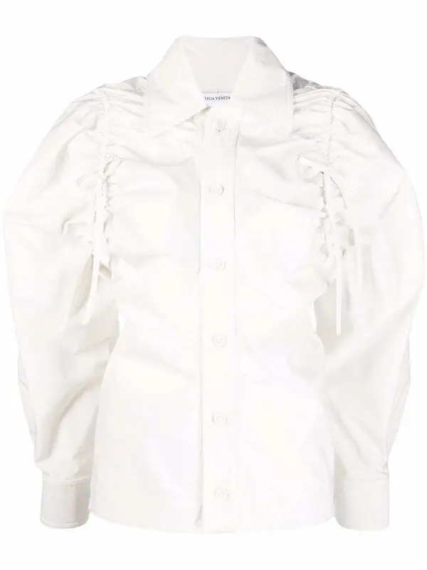 Bottega Veneta Tie-gathered Balloon Sleeve Shirt - No