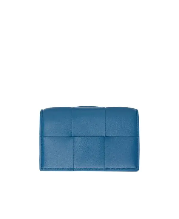 Bottega Veneta Flip Woven Texture Card Bag - Blue