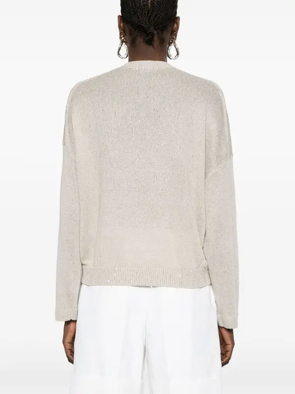 Brunello Cucinelli Sequin Embellished Long Sleeve Top