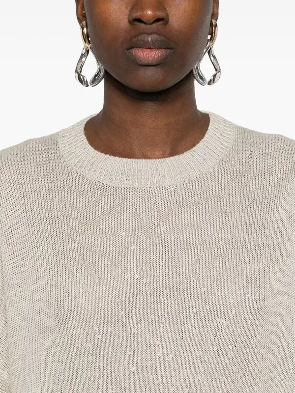 Brunello Cucinelli Sequin Embellished Long Sleeve Top