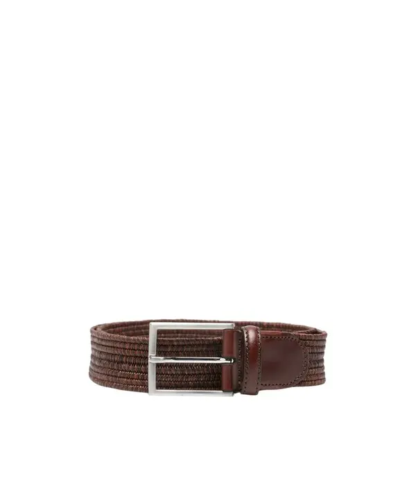 Canali Braided Logo Detail Belt - Red