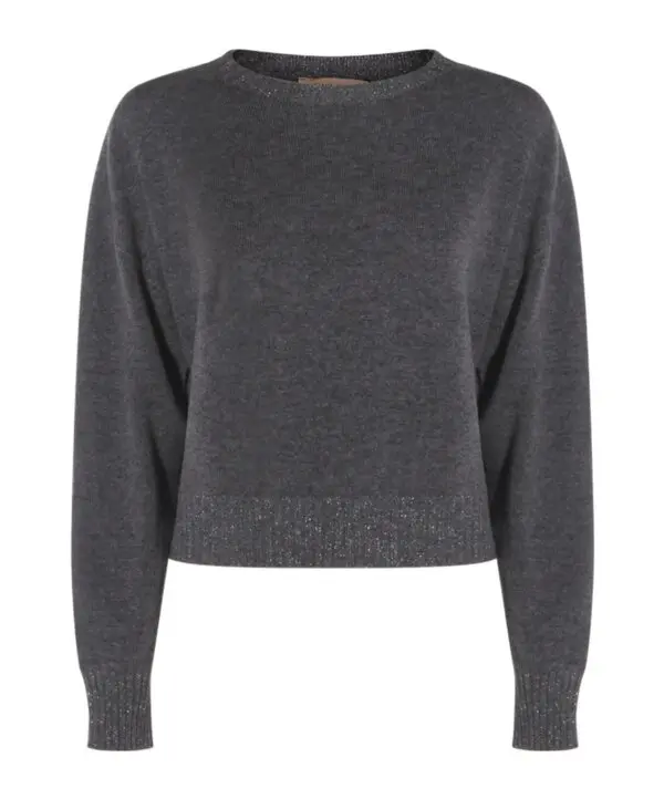 TWINSET Metallic-effect Trim Round Neck Sweater