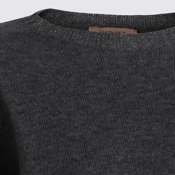 TWINSET Metallic-effect Trim Round Neck Sweater