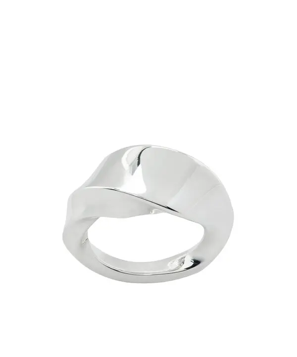 Bottega Veneta Silver Twist Ring - White