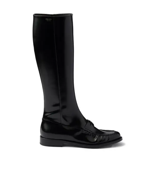 Prada Ruched Zipped Boots - Black
