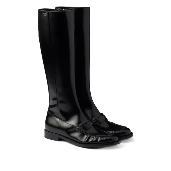 Prada Ruched Zipped Boots - Black