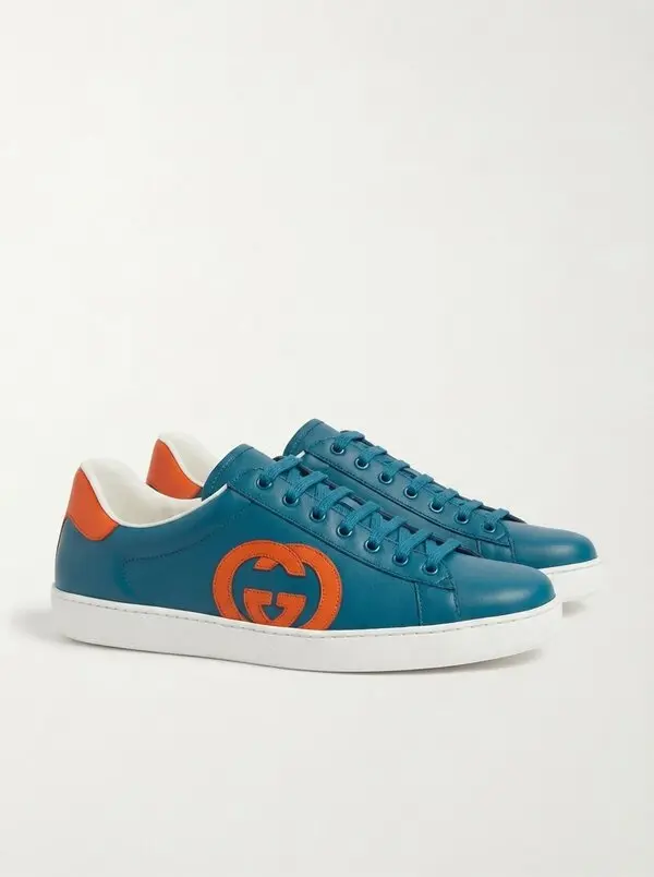 Gucci Gg Logo Lace Up Sneakers - White