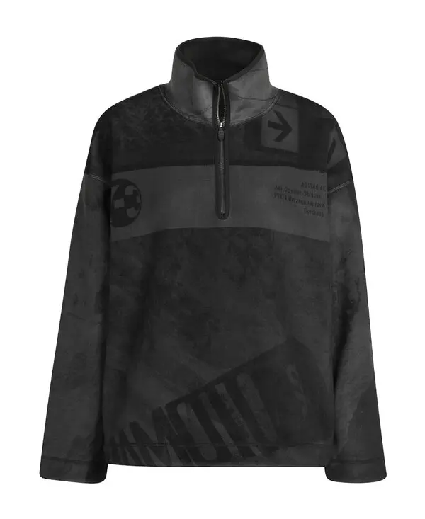Y3 Logo Printed Half-zipped Sweater - Black