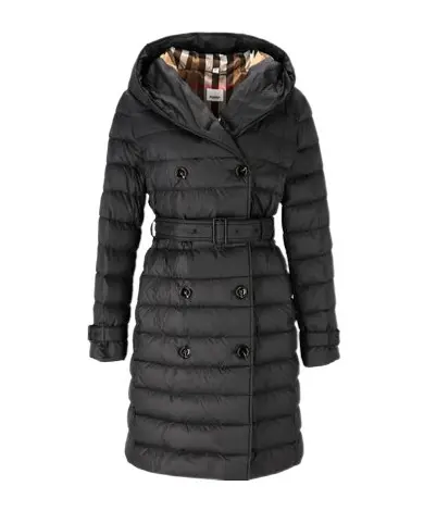 Burberry Long-sleeved Quilted Down Jacket With Belt