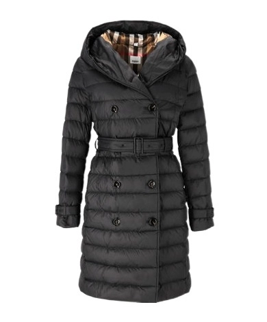 Burberry Long-sleeved Quilted Down Jacket With Belt
