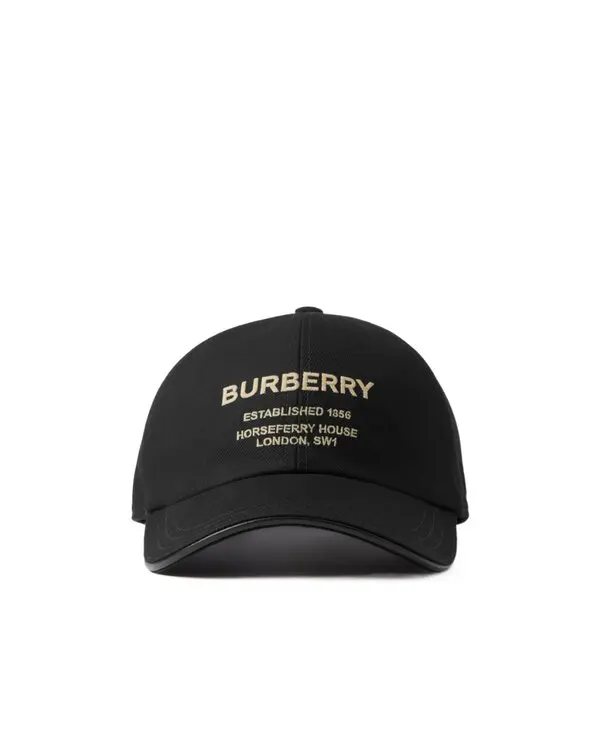 Burberry Baseball Cap With Horseferry Embroidery - Black