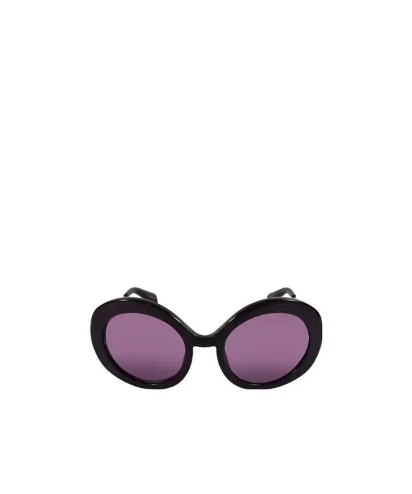 Yohji Yamamoto Round Sunglasses With Colored Lenses And Logo Detail - Black