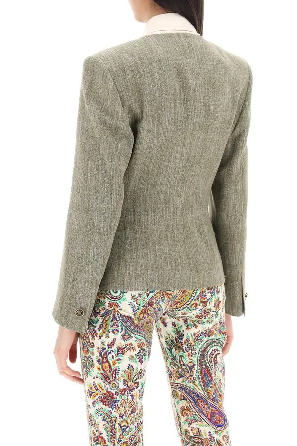 Etro Single-breasted V-neck Jacket With Button Details