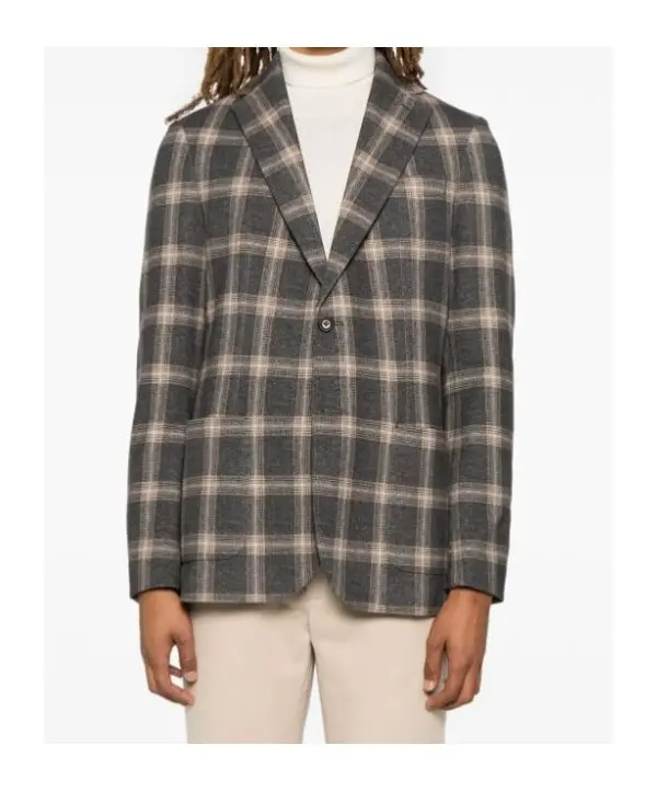 CIRCOLO 1901 Plaid Check Single-breasted Blazer - Black
