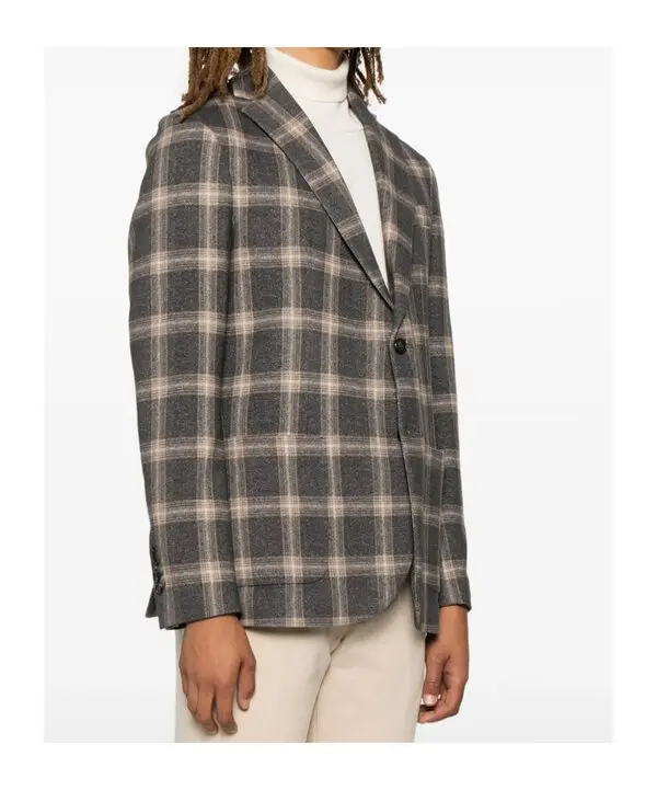 CIRCOLO 1901 Plaid Check Single-breasted Blazer - Black
