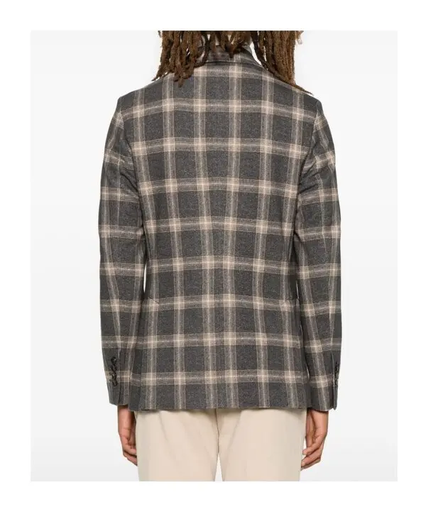 CIRCOLO 1901 Plaid Check Single-breasted Blazer - Black