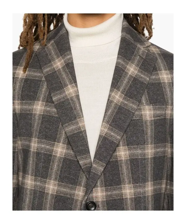 CIRCOLO 1901 Plaid Check Single-breasted Blazer - Black