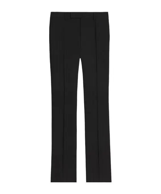 Celine Flared Pants In Striped Wool - Black