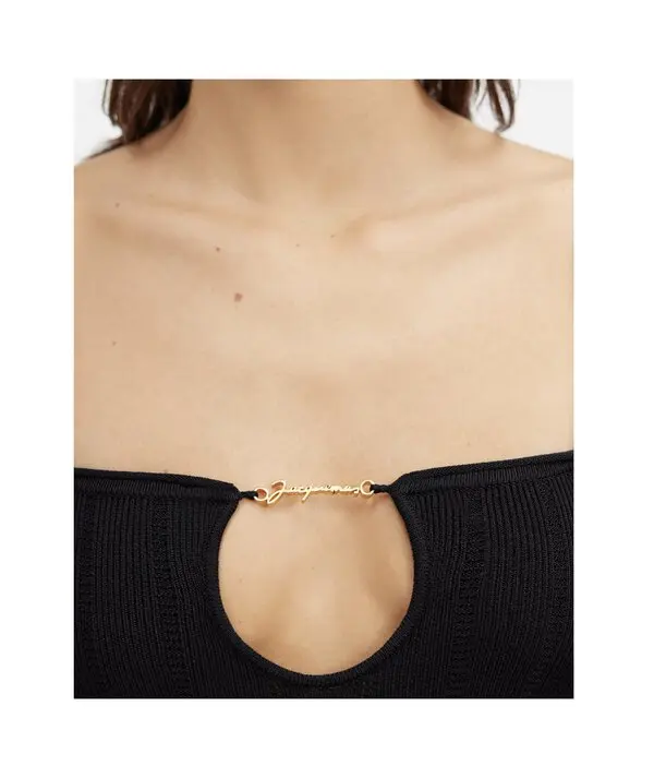 Jacquemus Ribbed Knit Lingerie Dress With Keyhole Neckline