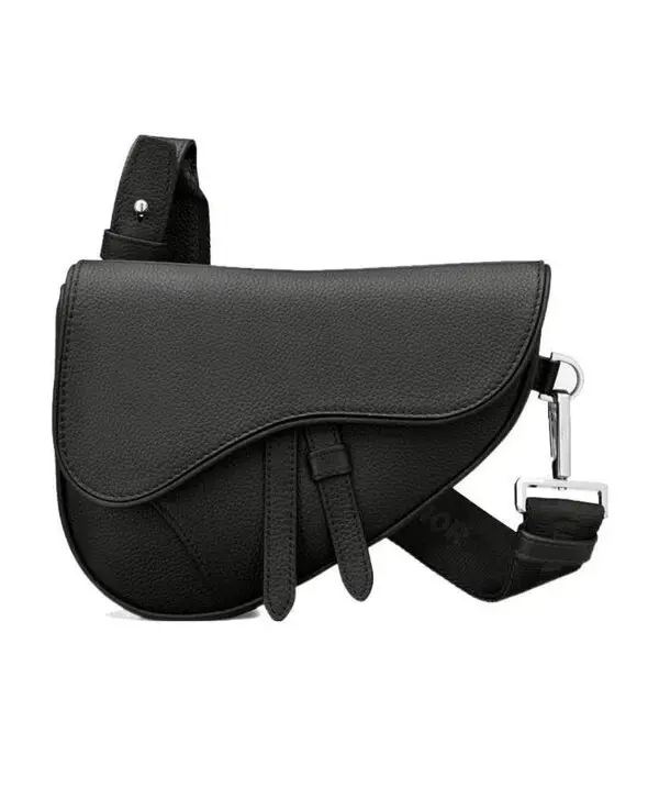 Dior Foldover Mini Saddle Bag - Black
